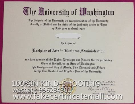 Ejemplo De Diploma De La Universidad De Washington