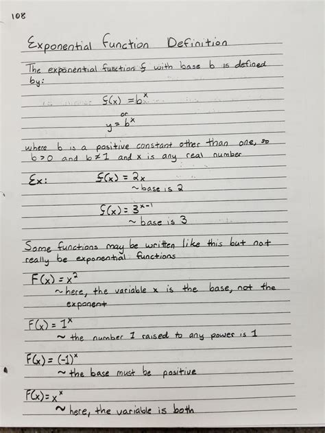 Exponential Function Definitions