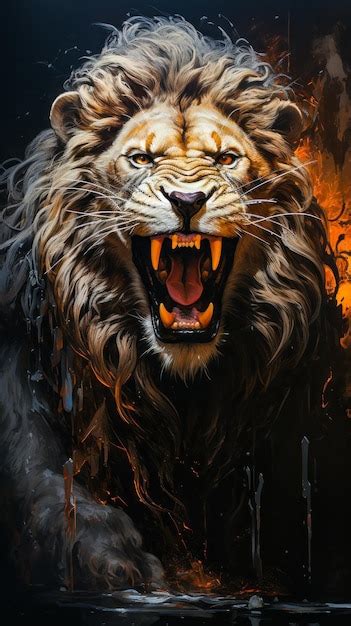 Premium Ai Image Close Up Of Lions Face With Its Mouth Open