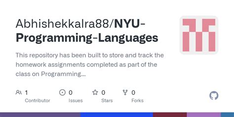 Github Abhishekkalra Nyu Programming Languages This Repository Has Been Built To Store And