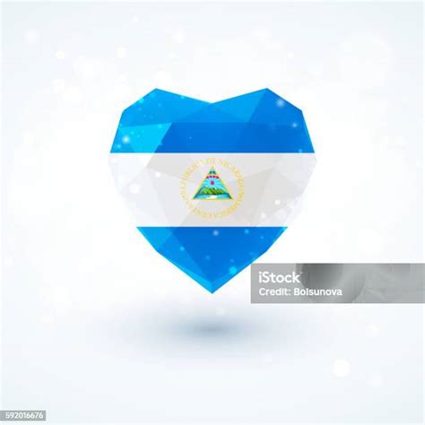 모양 다이아몬드 유리 심장니카라과의 국기 삼각 측량 스타일 Flag Day에 대한 스톡 벡터 아트 및 기타 이미지 Flag Day Revolution 공휴일 Istock