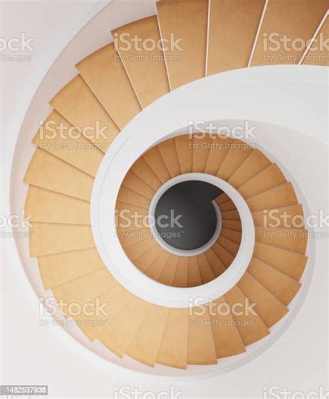 나선형 계단 평면도 3d 렌더링 아래로 내려가는 구부러진 나무 계단의 디지털 그림 나선형 계단에 대한 스톡 사진 및 기타 이미지 나선형 계단 하이 앵글 바로 위