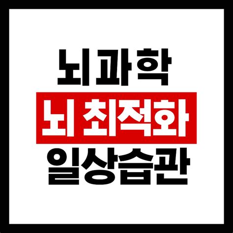 뇌과학 기반 뇌를 최적화하는 일상 습관 집중력과 기억력을 높이는 방법