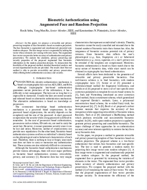 Pdf Biometric Authentication Using Augmented Face And Random Projection