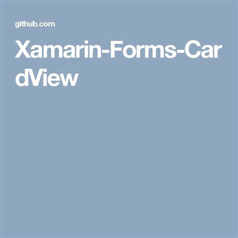 Xamarin Forms Cardview Tutorial