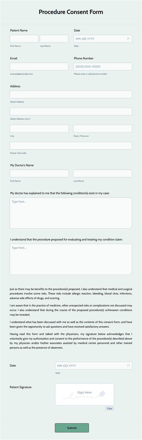 procedure consent form template jotform