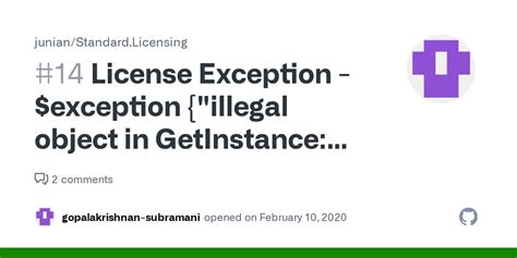 License Exception Exception Illegal Object In Getinstance Org