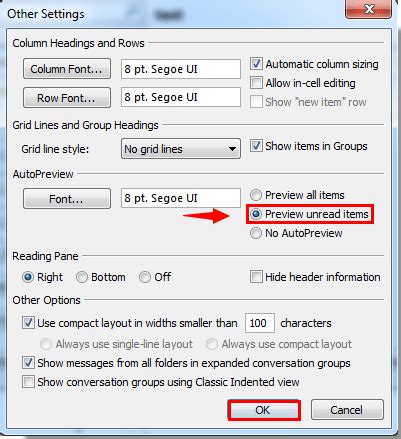 How To Auto Preview Unread Messages In Outlook