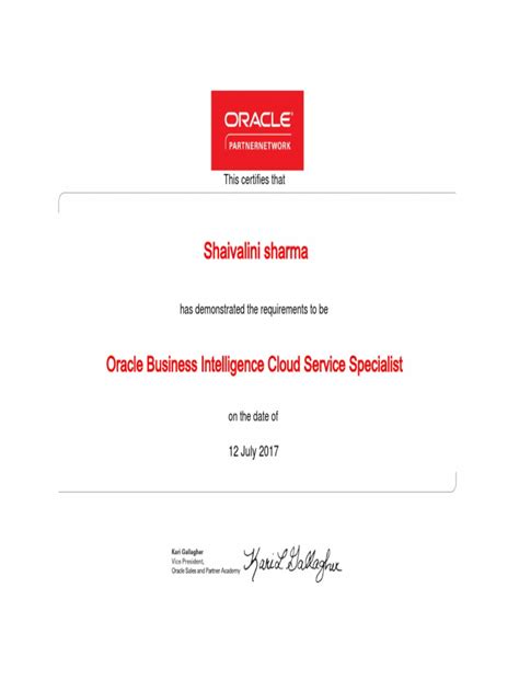 Oracle Certificate For Bics Pdf
