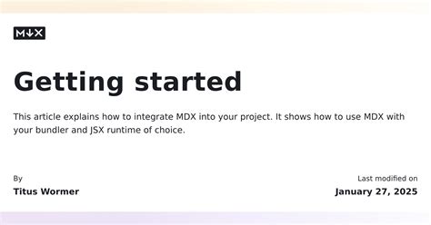 getting started mdx