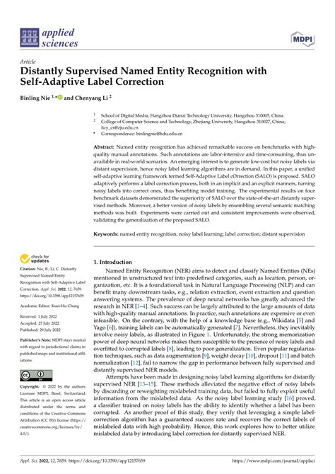 Pdf Distantly Supervised Named Entity Recognition With Self Adaptive