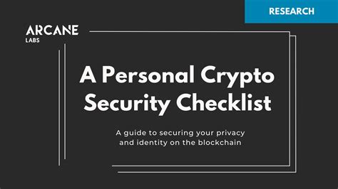 A Personal Crypto Security Checklist By GeneralRinaker