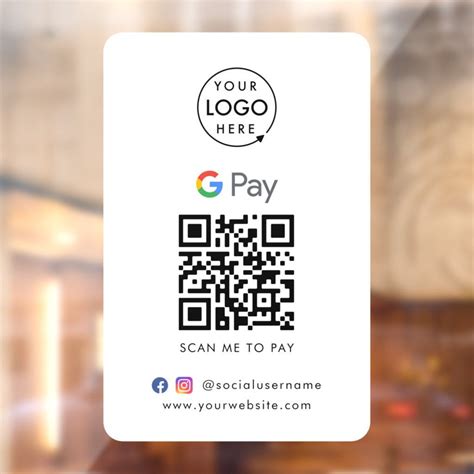 Google Pay QR Code Contactless Payment Business Window Cling Size
