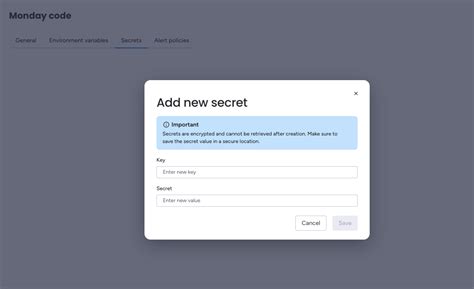 New Add Secrets In The Monday Code Developer Center