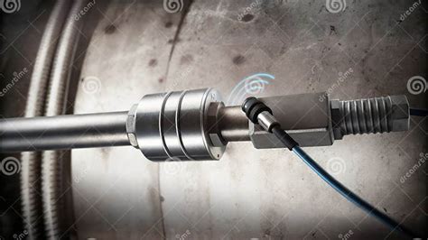 A Closeup Of A Smart Sensor Attached To An Industrial Machine Capturing