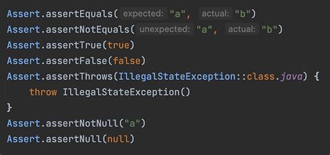 Kotlin에서 사용할 수 있는 Junit Assert 종류 알아보기 Assertequals Asserttrue Assertthrows Assertnotnull