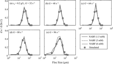 Predicted Floc Size Distributions Symbols Under Different Shear Rates Download Scientific