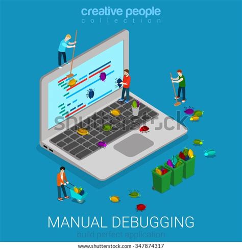 Manual Debugging Process Flat 3d Isometry Stock Vector Royalty Free
