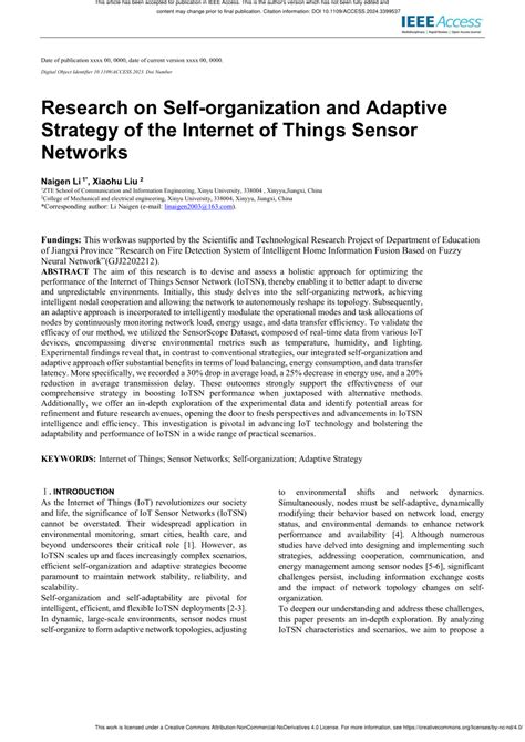 Pdf Research On Self Organization And Adaptive Strategy Of The