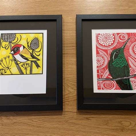 Linocut Print Goldfinch Linocut Print T For Her T For Him Multi Color Linocut