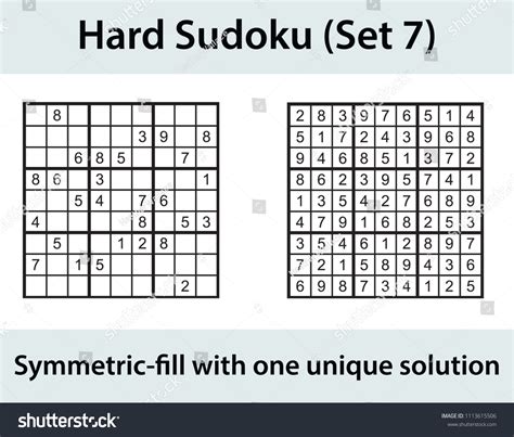 Vector Sudoku Puzzle Solution Hard Level Stock Vector Royalty Free 1113615506 Shutterstock
