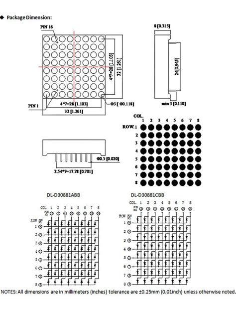 Mm Blue Dot LED Matrix Display Common Cathode Luminous Intensity