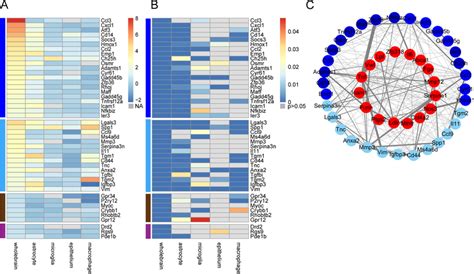 Heatmap Of Log Fold Change A And P Value B Of Core Hubs In Whole Download Scientific