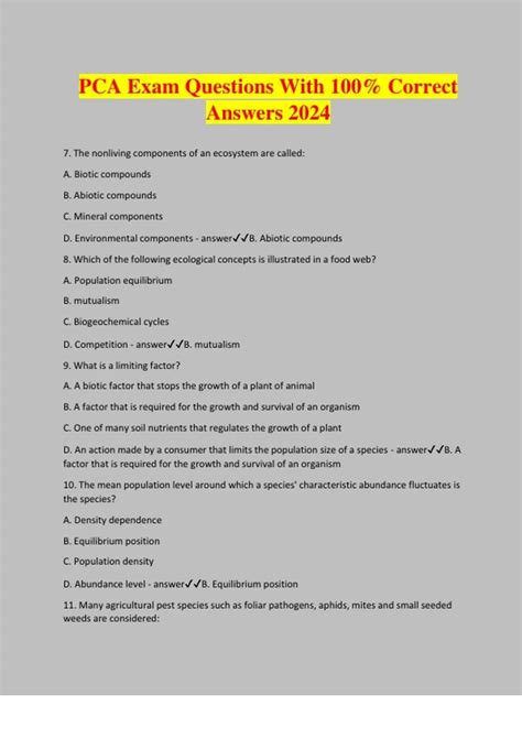 pca exam questions with 100 correct answers 2024 pca stuvia us