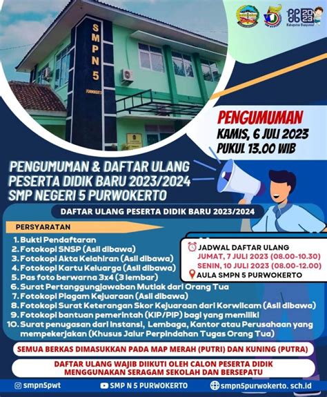 Pengumuman Ppdb 2023 2024 Smp Negeri 5 Purwokerto