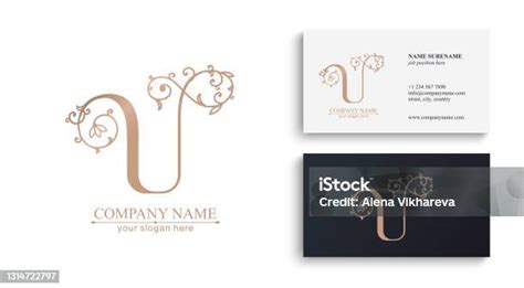 프리미엄 벡터 U 로고 몬노그램 레터링 및 명함 엘리트 회사를 브랜딩하기 위한 개인 로고 또는 사인 0명에 대한 스톡 벡터 아트