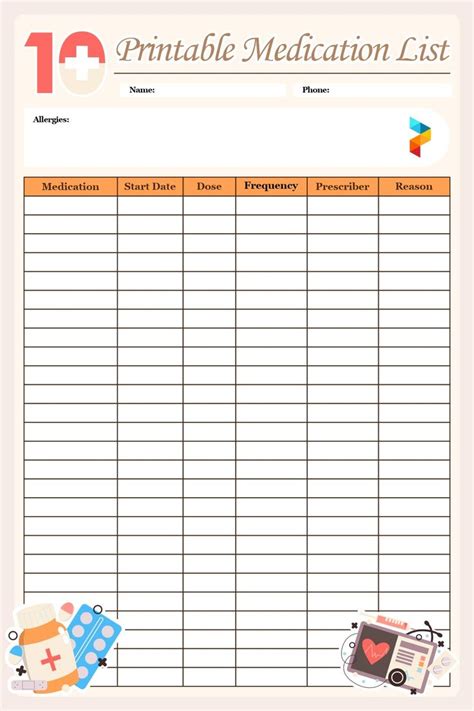 Medication Checklist Template Templates Hexagon