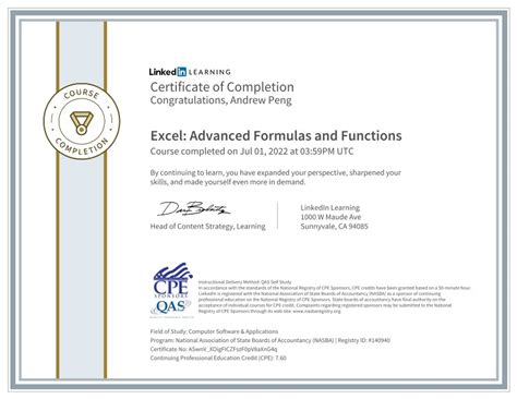 Andrew Peng On Linkedin Certificate Of Completion