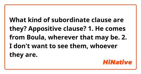 What Kind Of Subordinate Clause Are They Appositive Clause 1 He Comes From Boula Wherever