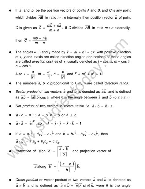Cbse Class 12 Mathematics Vectors Algebra Worksheet Set A