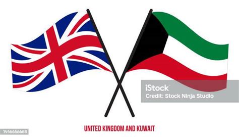영국과 쿠웨이트 국기가 교차하고 평평한 스타일로 흔들립니다 공식 비율 올바른 색상 경제에 대한 스톡 벡터 아트 및 기타 이미지 경제 국기 기 Istock