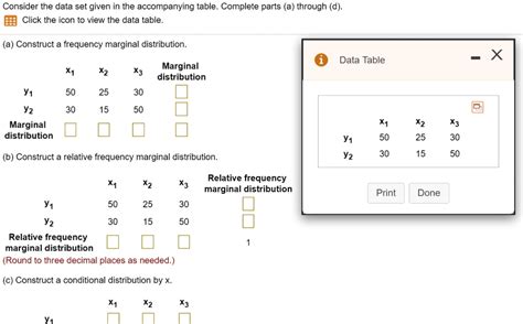 solved consider the data set given in the accompanying table complete parts click the icon t0