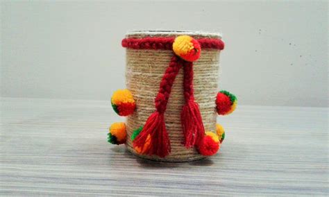 Jute Tin Can Pen Holder