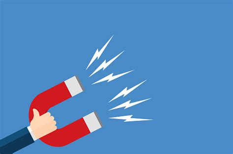 자석을 가진 사업가의 손 돈 고객 및 투자의 매력에 대한 비즈니스 개념 벡터 일러스트 레이 션 개념에 대한 스톡 벡터 아트 및