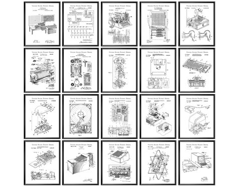 20 Programmer Gifts First Computer Patent Posters Vintage PC Blueprint