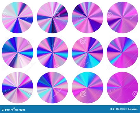 Circle Radial Metallic Gradient Web Elements Vector Set Stock Vector