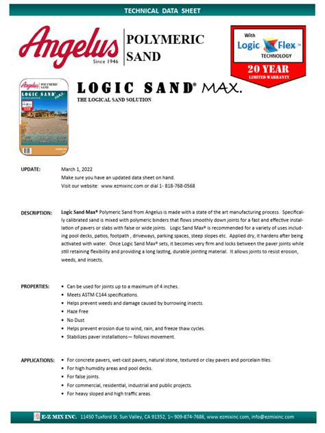 Logic Sand Max Tds Pdf Implied Warranty Materials