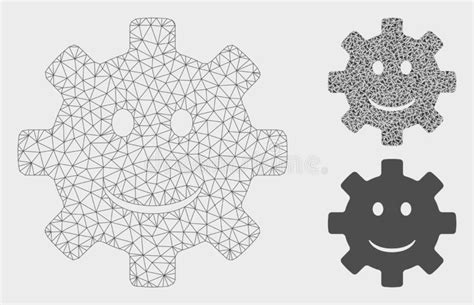 Gear Smile Smiley Vector Mesh Network Model And Triangle Mosaic Icon Stock Vector Illustration