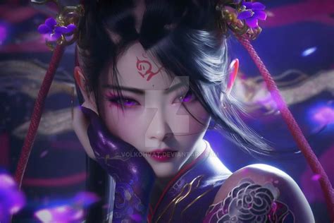 Purple Tattooed Girl By Volkohvat On Deviantart