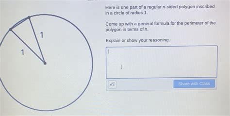 Solved Here Is One Part Of A Regular N Sided Polygon Inscribed In A