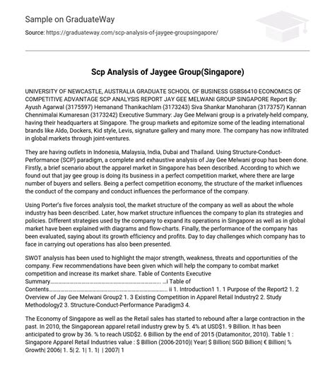 ⇉scp Analysis Of Jaygee Groupsingapore Essay Example Graduateway ⇉scp Analysis Of Jaygee Groupsingapore Essay Example Graduateway