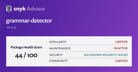 Grammar Detector Python Package Health Analysis Snyk