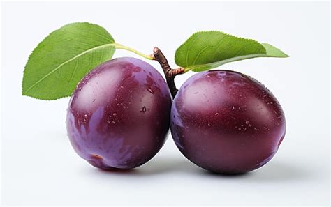 Premium Ai Image Two Plums With Leaves On A Branch