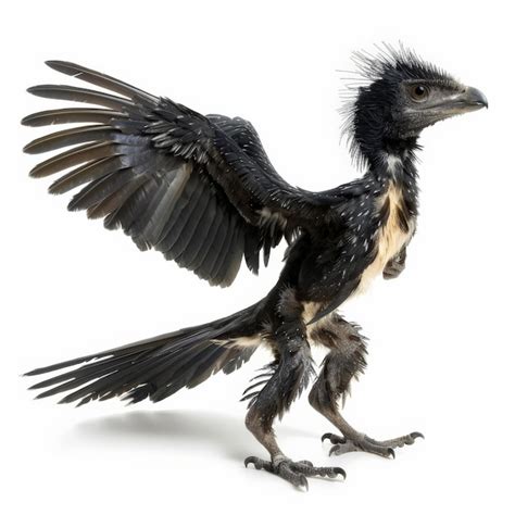 A Playful Microraptor With Its Feathered Wings And Small Size Appearing Agile Isolated On White