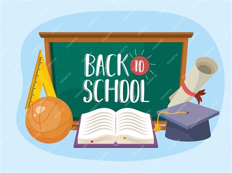 졸업 모자와 책 졸업장 칠판 무료 벡터