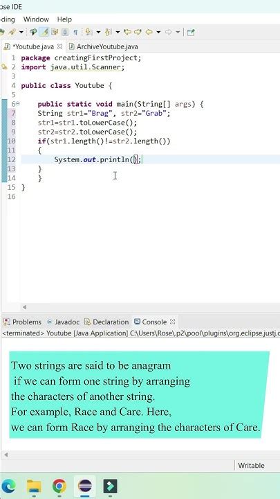 Java Program To Check If Two Strings Are Anagramjava Coding Javaclass Youtube
